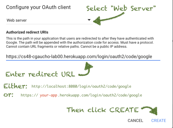 Oauth google setup